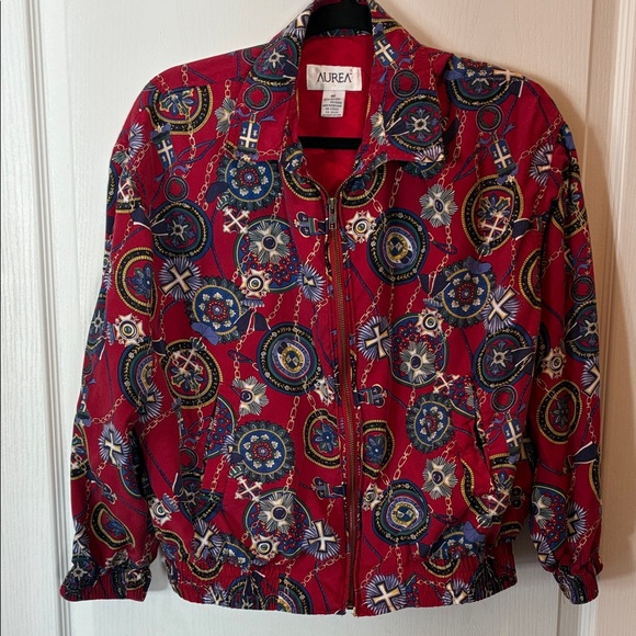 Aurea | Jackets & Coats | Vintage Aurea 0 Rayon Red Heraldic Crests ...